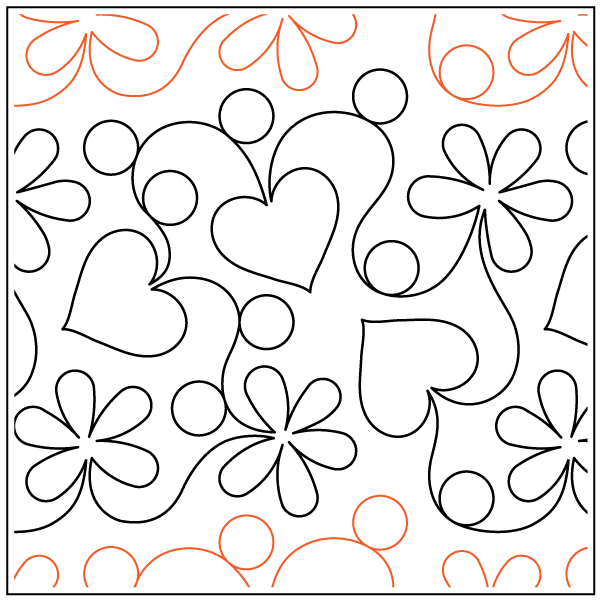 Hearts In Bloom - 9” Paper Pantograph (Copy) - Maple Leaf Quilting ...